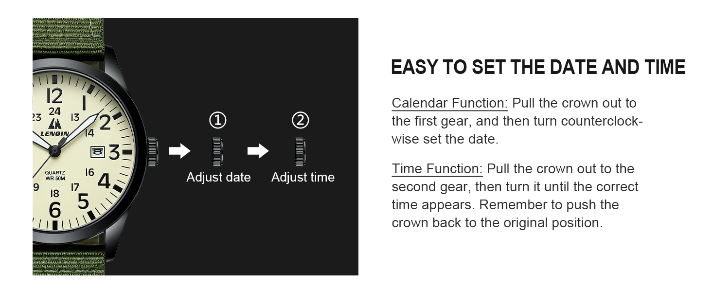 LN LENQIN Mens Watches Military Watch Analog Quartz Watches for Men Waterproof Men's Wrist Watch ...