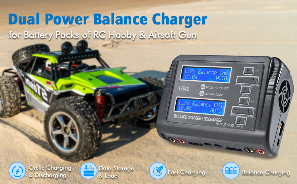 Amazon.com: RC LiPo Battery Charger Discharger 240W 10A Dual Channel ...