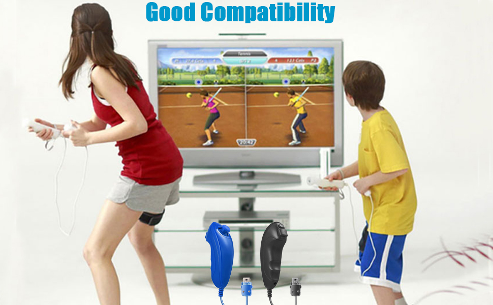 Mueuton 2 Pack Wii Nunchucks, Remote Nunchuck Controller Compatible ...