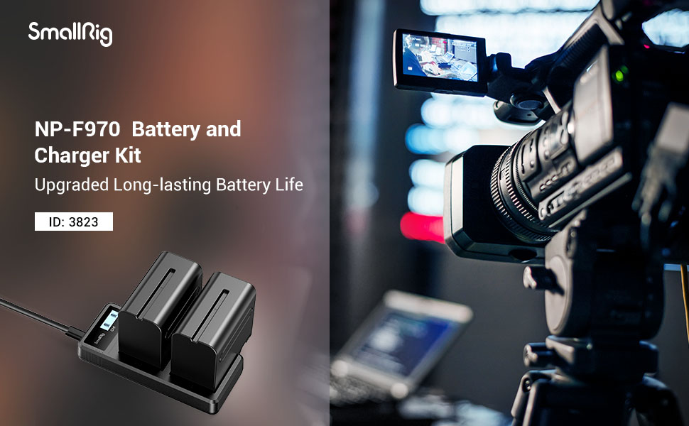 SmallRig NP-F970 Battery Charger Set for Sony NP-F970 Battery 7800mAh, Double Slot Charger with ...