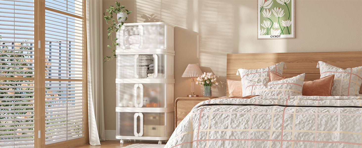 Amazon.com - VUSIGN 360 QT Stackable Storage Bins with Lid, Folding ...