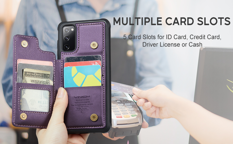 Amazon.com: Vinich for Samsung Galaxy S20 FE Wallet Case with Card Holder, RFID Blocking Credit ...