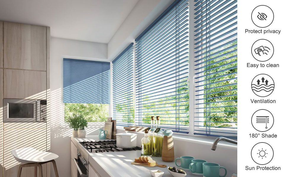 Amazon.com: No Tools No Drill 1" Alu Mini Blinds, Cordless Tension ...