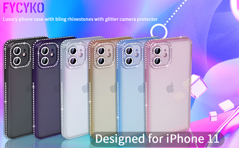 Amazon.com: Fycyko Compatible for iPhone 11 Case with Glitter Diamond Camera Protector,Bling ...