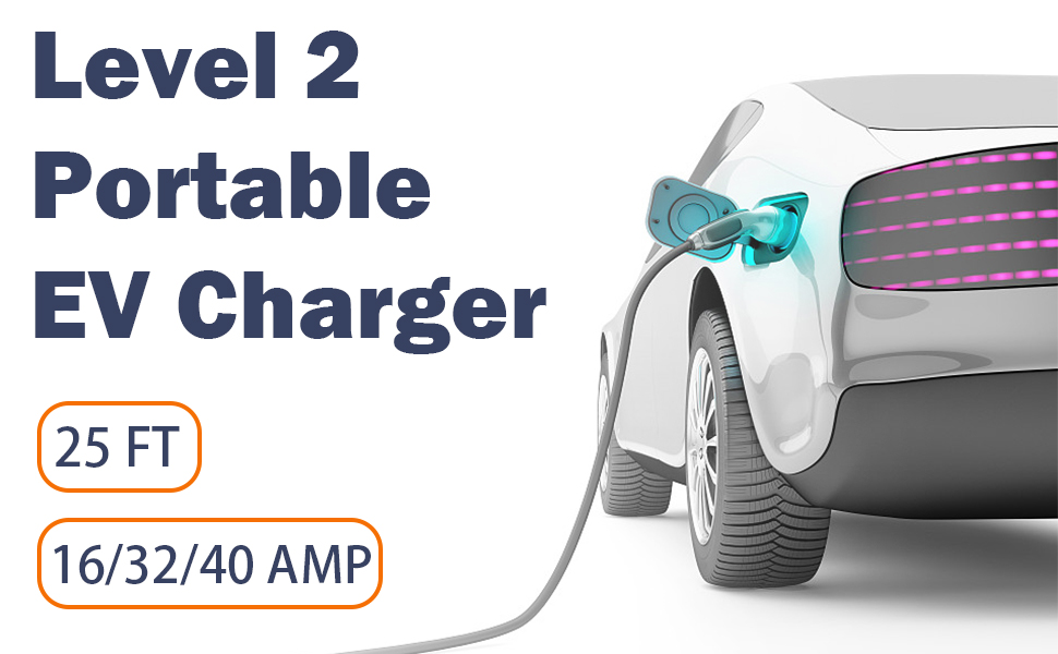 Amazon.com: EP Level 2 Portable EV Charger, 16 to 40 Amp, 240 Volt, 25ft Cable, Upgraded ...