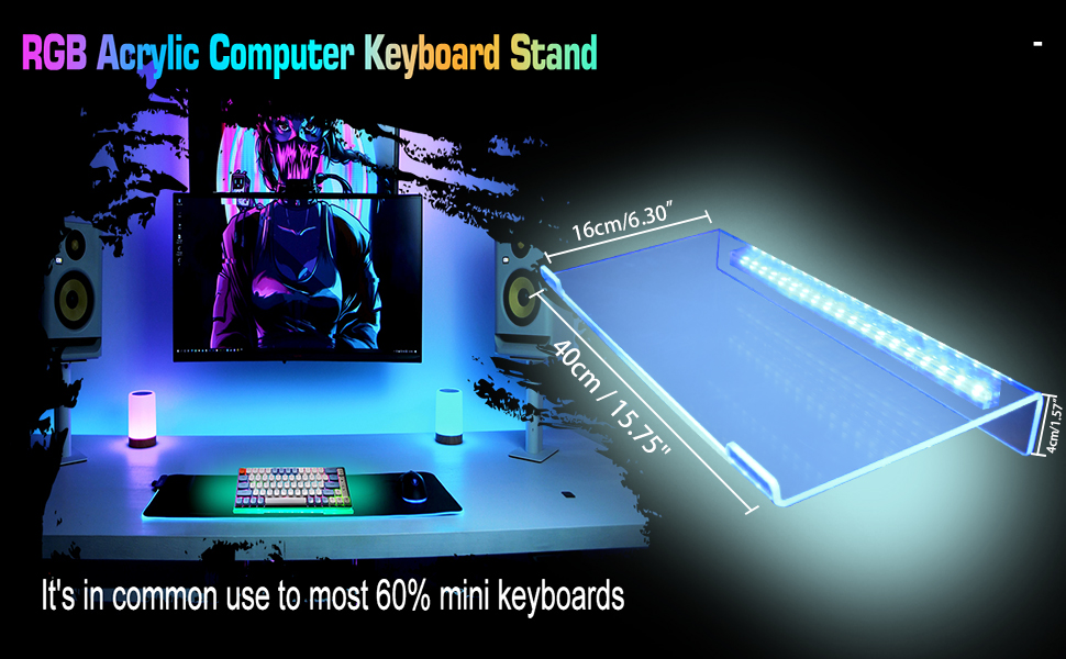 Amazon.com : Cityjoy RGB Acrylic Computer Keyboard Stand, LED Backlit ...