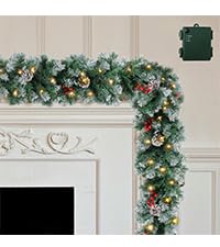 Amazon.com: Christmas Garland with Lights, Prelit Xmas Garlands with Timer Outdoor Lighted ...