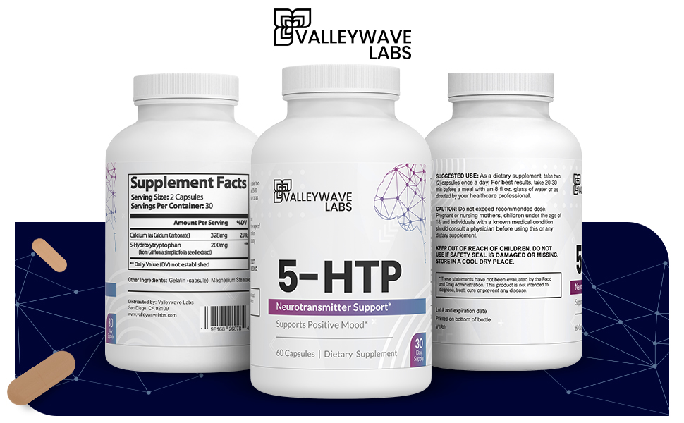Amazon.com: Valleywave Labs 5-HTP - 200mg 5HTP Supplement (5-Hydroxytryptophan) to Support Mood ...