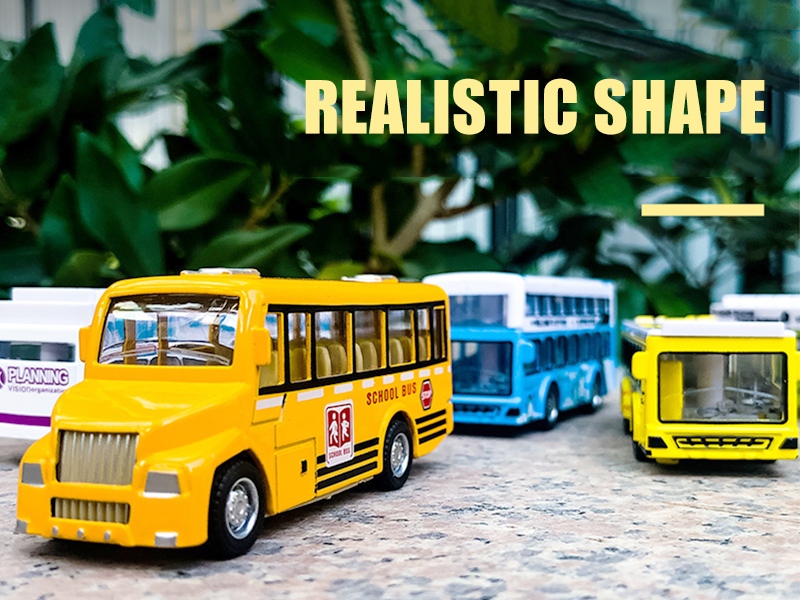 Amazon.com: KIDAMI School Bus Toys Cars Set Die Cast Metal Toy Cars Double Decker City Bus ...