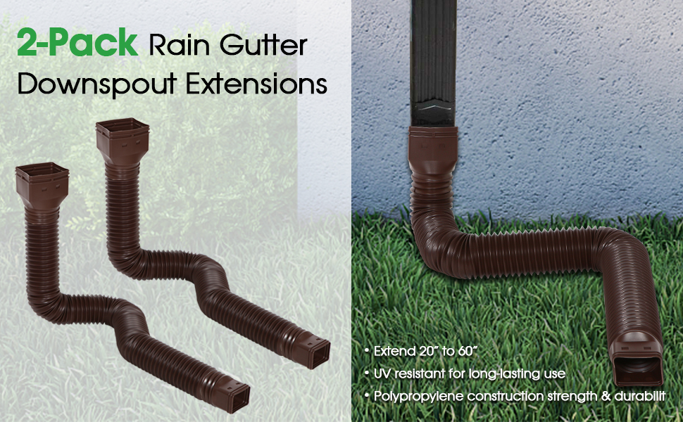 2 Pack Rain Gutter Downspout Extension Flexible, Downspout Drain ...