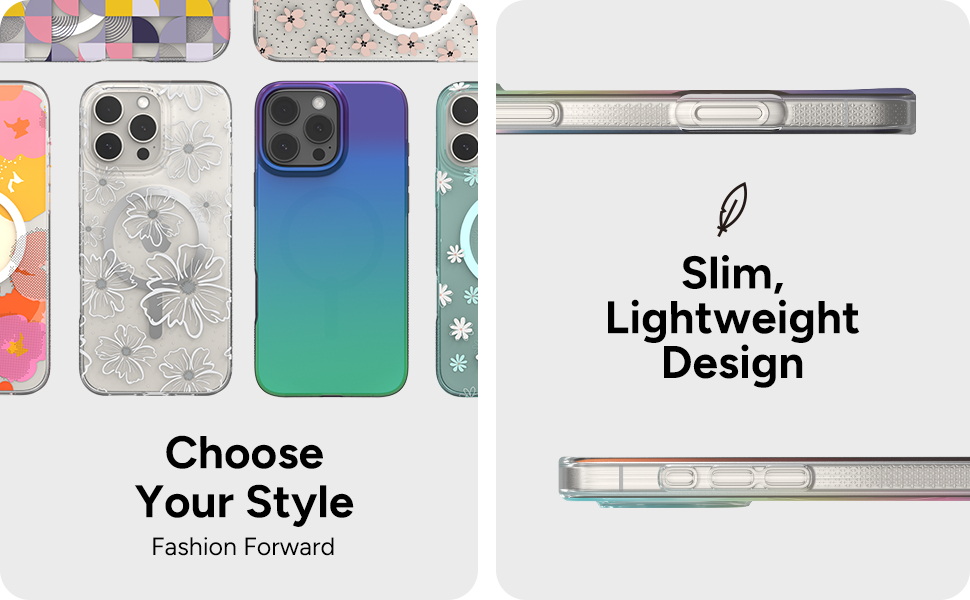 Amazon.com: ZAGG Milan Snap Case for iPhone 16 Pro - Floral Design on Clear Base, MagSafe ...