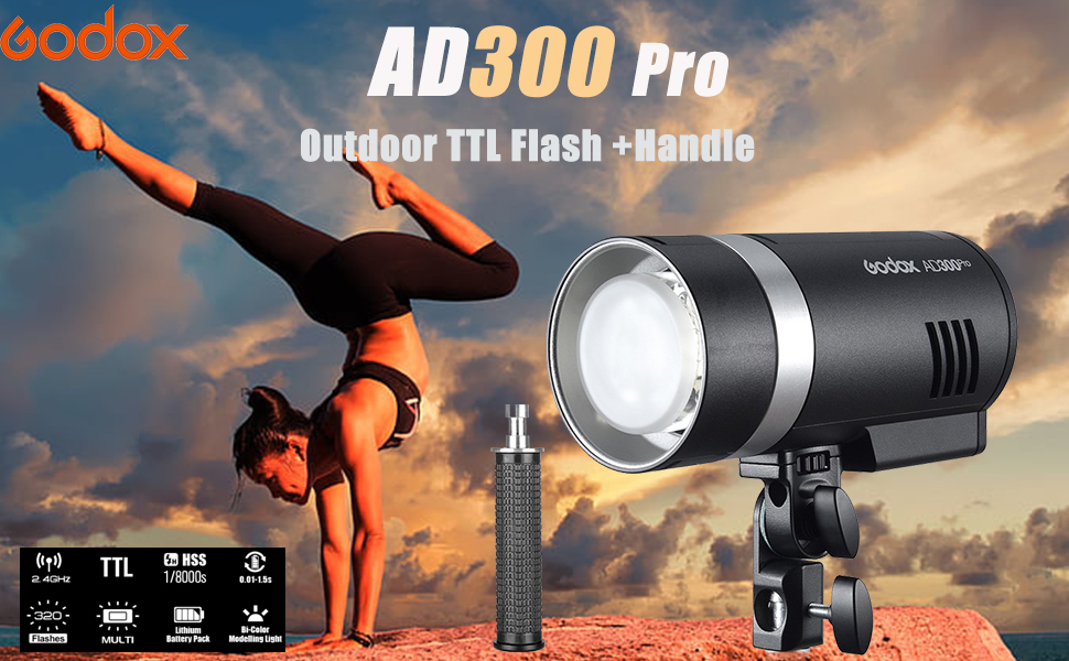 Amazon.com : GODOX AD300 Pro 300W TTL Flash 2.4G 1/8000s HSS 2600mAh 0.01-1.5s Recycle Time 320 ...