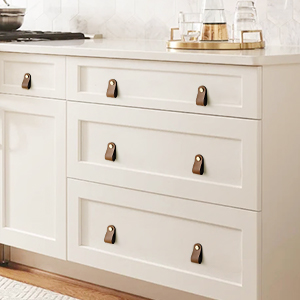 JIASENBAO Brown Leather Drawer Pulls 6 Pack Leather Handles Cabinet knobs for Kitchen Cabinet ...