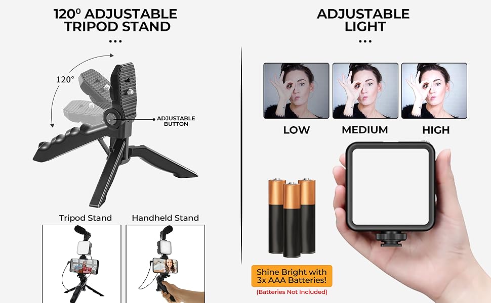 Amazon.com: White Isle Grip Smartphone Vlogging kit, for Apple & Android, Includes USB-C ...