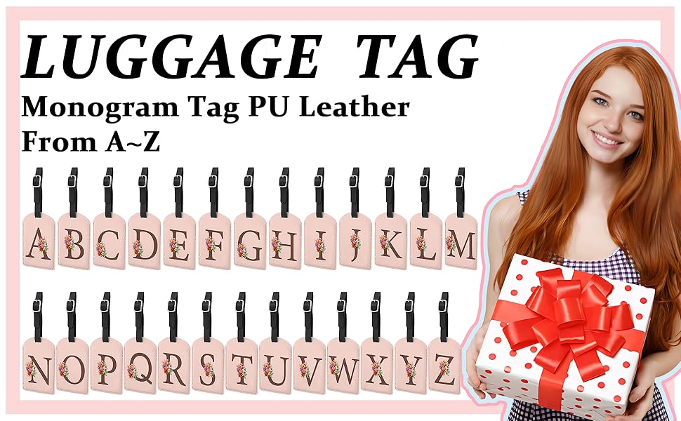 Amazon.com: Deokke 2 Pack Luggage Tag Suitcase Tags Initial Letter Monogram PU Leather Cover ...