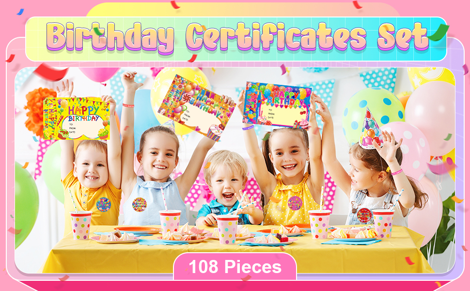 Amazon.com : Honoson 108 Pcs Happy Birthday Certificates for Student ...