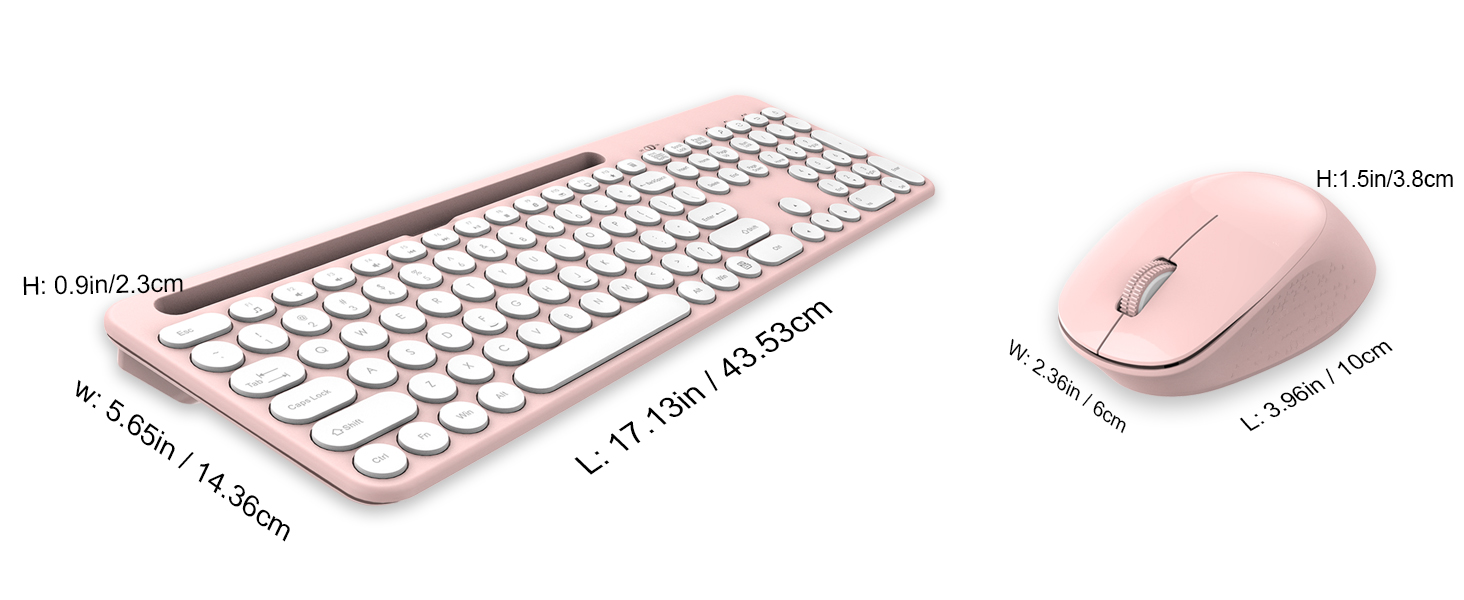 Leadsail Wireless Keyboard And Mouse Combo Full Sized Ergonomic Computer Keyboard With Phone