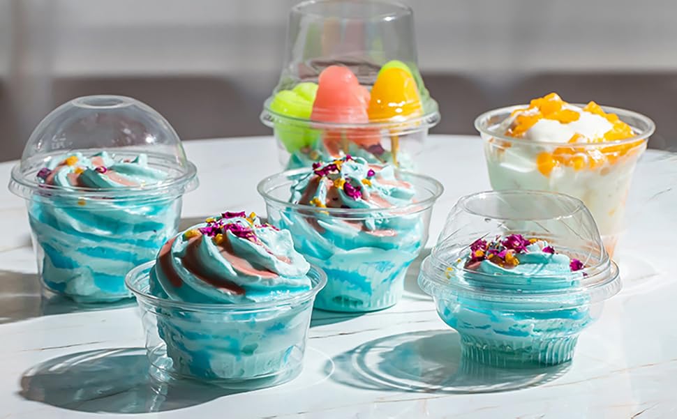 Amazon.com: ALMOXVYE 100 Pack 8 Oz Clear Plastic Cups with Dome Lids ...