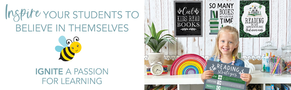 Amazon.com : Hadley Designs 6 Farmhouse Reading Posters For Classroom ...