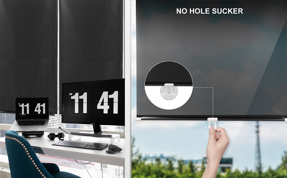 Amazon.com: VICASKY 40 * 125cm No Drilling Retractable Roller Window Shades Suction Cups ...