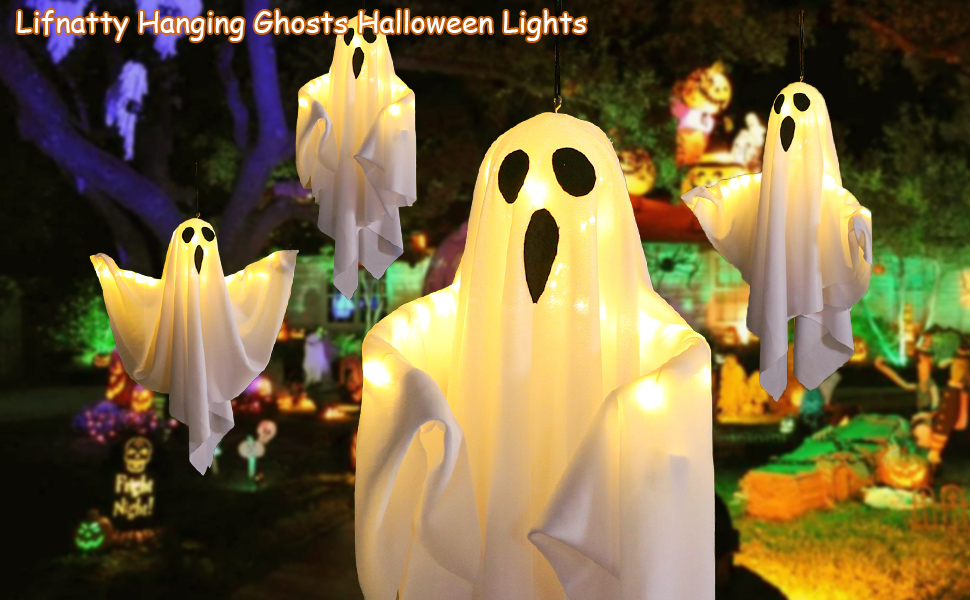 Amazon.com: Halloween Decorations 19.6" Hanging Ghosts Light Up Kit Decor Warm LED Ghost Light ...