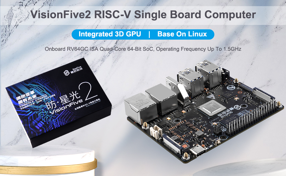 GeeekPi VisionFive2 8GB Starter Kit,VisionFive2 RISC-V Single Board Computer,StarFive JH7110 ...