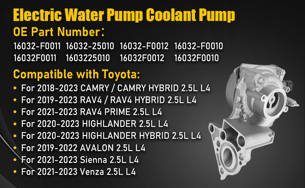 Amazon.com: 16032-F0011 16032-25010 Electric Water Pump Coolant Pump with Housing for Toyota ...
