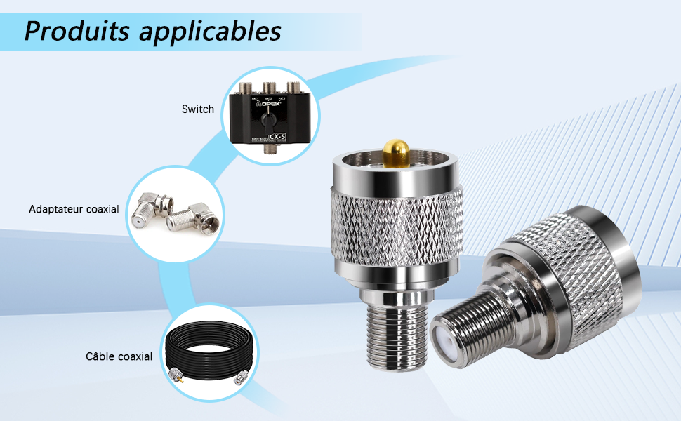 TUOLNK PL-259 vers connecteur F UHF mâle vers F femelle adaptateur coaxial RF Type F femelle ...