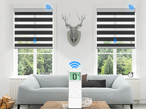 Amazon.com: Tokblind Motorized Zebra Shades with Remote Control, Electric Dual Layer Sheer ...