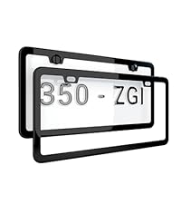 Amazon.com: Deselen Gloss Black License Plate Frame, Metal Thin Stainless Steel with 2 Holes ...