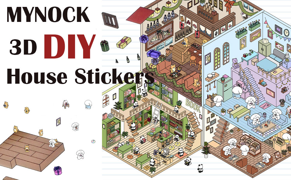 Amazon.com: 20 Sets DIY 3D House Stickers, DIY 3D House Stickers, Fun ...