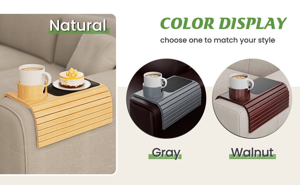 Amazon.com: BS-VOG Couch Cup Holder, Couch Arm Tray with 360° Rotating Drink Holder, Foldable ...