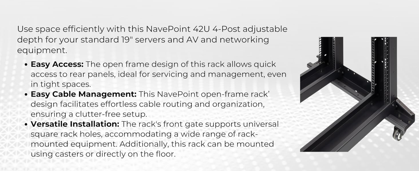 Amazon.com: NavePoint 42U 4 Post Server Rack – Open Frame Rack for 19 Inch Equipment, Adjustable ...