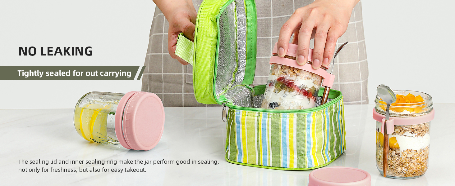 Amazon.com: LANDNEOO 6 Pack Overnight Oats Containers with Lids and Spoons, 16 oz Glass Mason ...