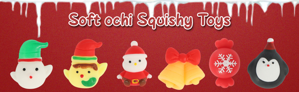 EDWINENEChristmas Squishies Toys 24 PCS Kawaii Mochi Squishy Stress ...