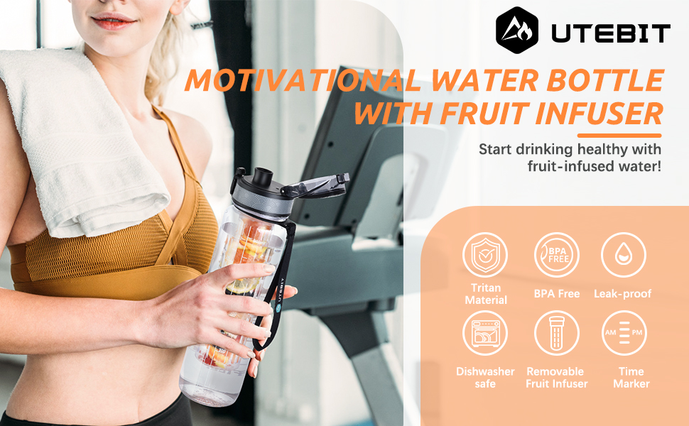 Amazon.com: UTEBIT 32 OZ Fruit Infuser Water Bottle, Insulated Sports Water Bottle With Straw ...
