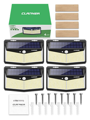 CLAONER Solar Outdoor Lights 310 LED Solar Motion Sensor Lights 3 Working Modes Solar Powered ...
