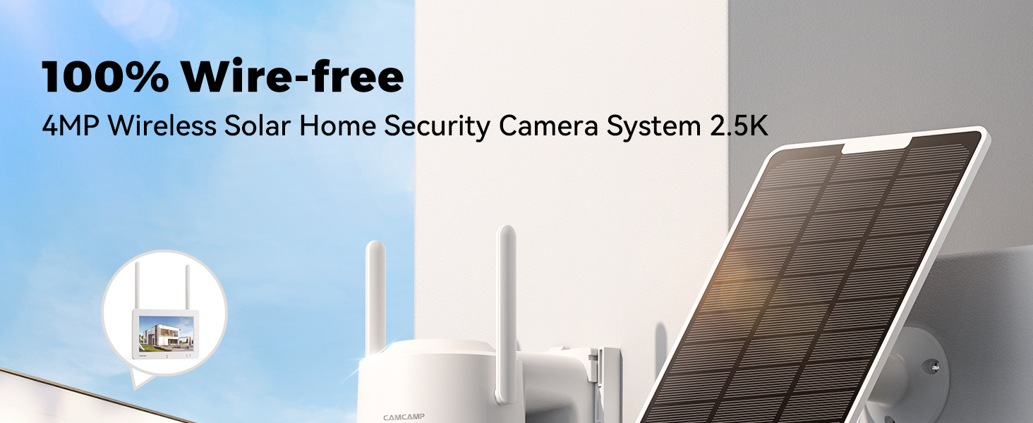 Amazon.com : Camcamp Wireless Security Camera System, Solar-Powered 4MP 4 Cam-Kit with 7 ...
