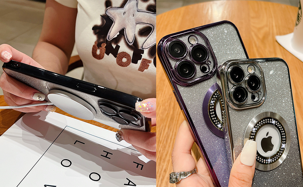 Amazon.com: Misscase for iPhone 14 Pro Max Magnetic Glitter Case Compatible with MagSafe,Full ...