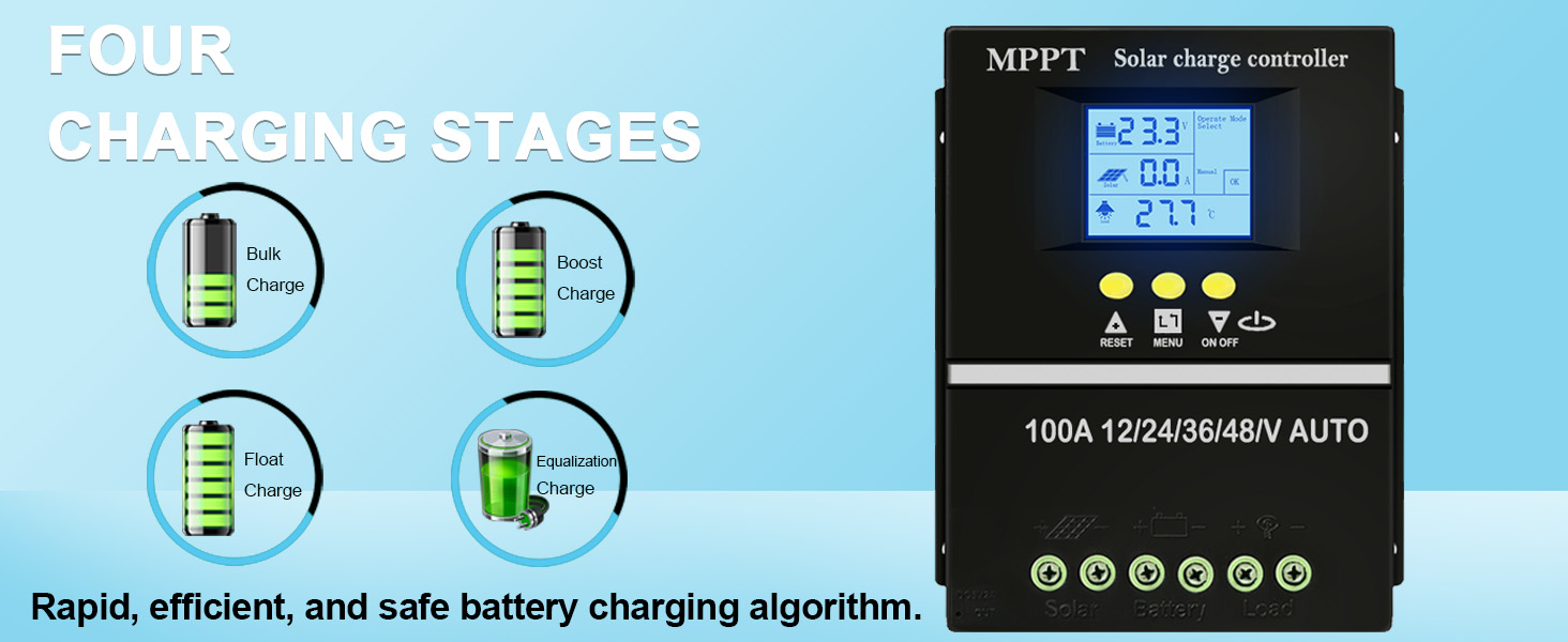 Y&H 100A MPPT Solar Charge Controller 12V 24V 36V 48V LCD Display ...