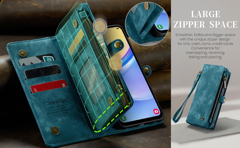 Amazon.com: Kowauri Wallet Case for Samsung Galaxy A15, Zipper Purse Folio Leather Wallet with ...