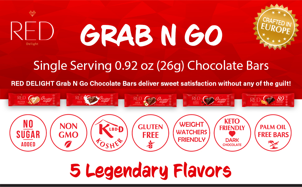 Amazon.com : RED DELIGHT Blonde Caramelized White Chocolate Grab N Go Bars - 24 Bar Pack ...