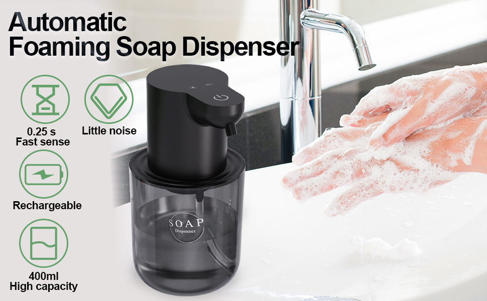 Amazon.com: Josnown Automatic Foaming Soap Dispenser, 4-Level Adjustable Touchless, 13.5oz/400ML ...