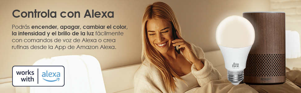 Evolux by Lloyd's Foco LED Inteligente, WiFi A19, Configuración Automática, Redes de 2.4 GHz ...