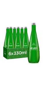 Al Ain Still Water 330ml, Pack of 6, Low Sodium Glass Bottled Water, Contemporary and Elegant Al ...
