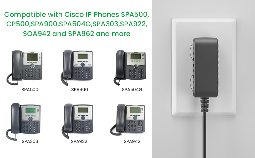 Amazon.com: Auspow 5V 2A Power Supply Adapter Power Cord for Cisco IP Phones SPA508G, SPA504G ...