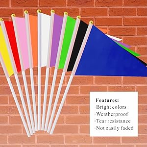 Amazon.com: Ckexin 25Pack Solid Red Pennant Stick Flag Small Mini ...