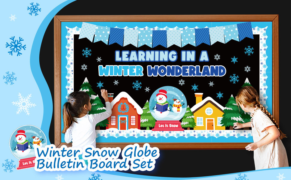 Amazon.com: Winter Snow Globe Bulletin Board Set Winter Christmas ...