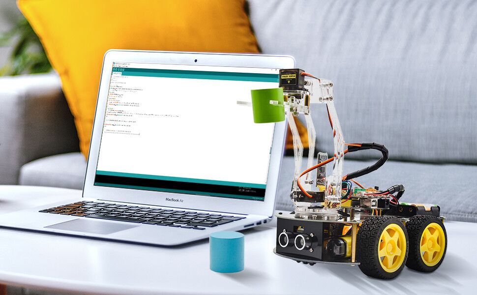 KEYESTUDIO 4WD Smart Robot Arm Car Kit for Arduino IDE with UN0 R3 ...