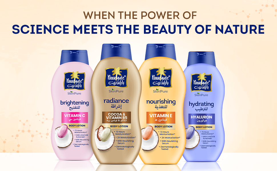 PARACHUTE SKIN PURE RADIANCE BODY LOTION with COCOA and VITAMIN B5 | UVA/UVB Sunscreen | Blend ...